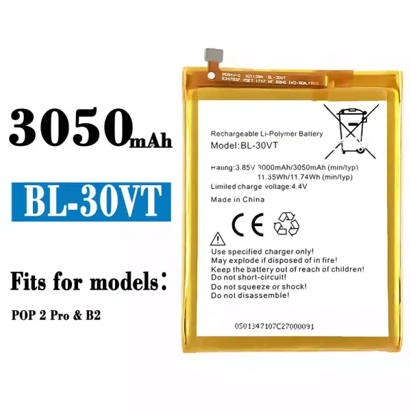 Battery BL-30VT for Tecno POP 2 Pro / B2 - batteryshop.sg